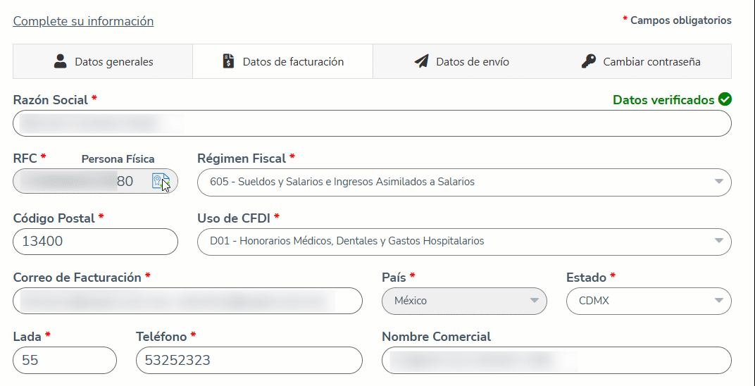 Validar datos fiscales - Cuenta Aspel - Portal de Clientes Siigo Aspel